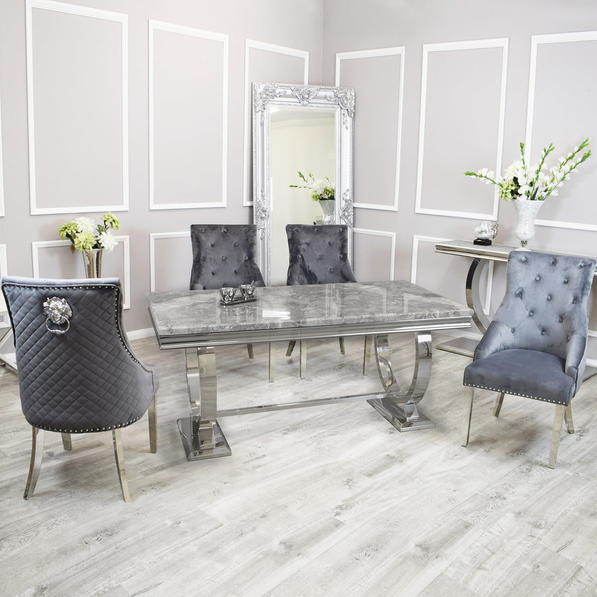 Black Friday deal Ariana Marble 1.8M Dining Table With Grey Bentley Qu