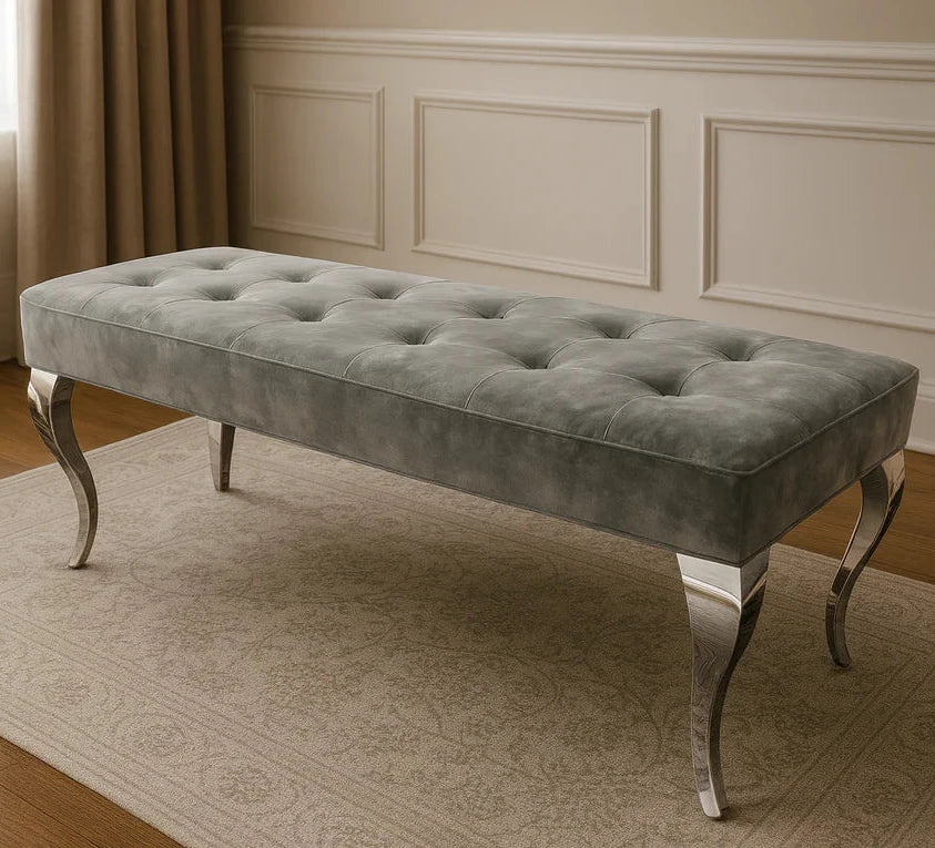 Chelsea Grey velvet fabric Bench