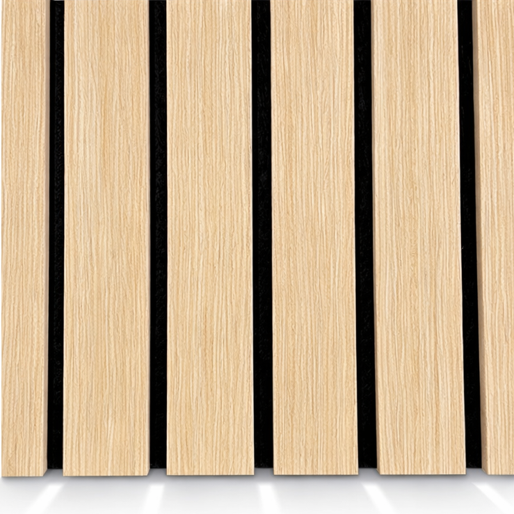 White Oak 3 sided Extra wide Acoustic Premium slatted wooden wall Pane